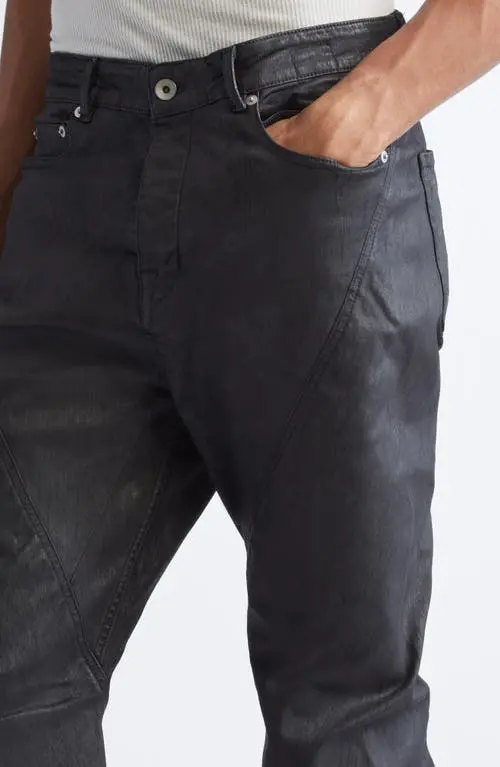 Rick Owens Bias Waxed Bootcut Jeans - Black Wax | Editorialist